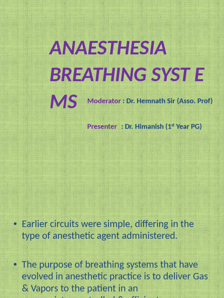 Anaesthesia Breathing Systems - Himanish | PDF