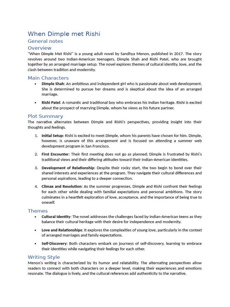 When Dimple Met Rishi_notes1 | PDF
