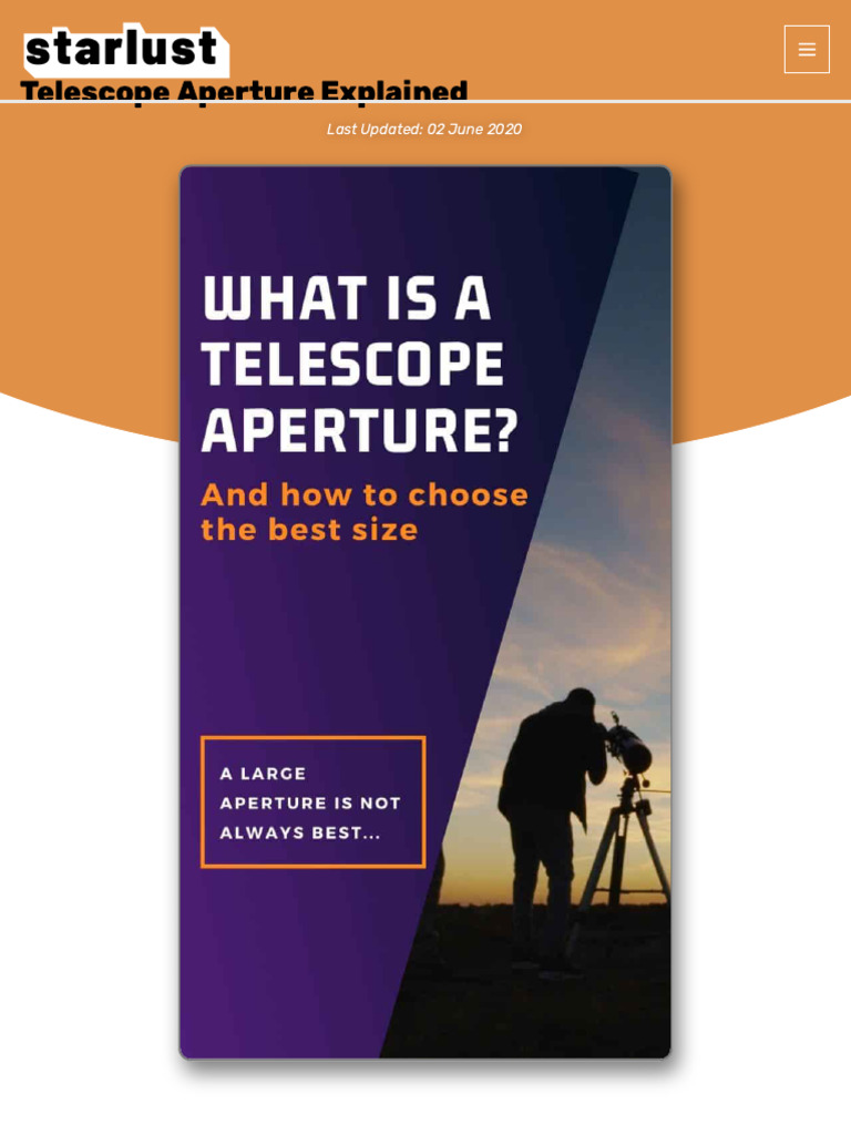Telescope Aperture Explained Does Size Really Matter | PDF