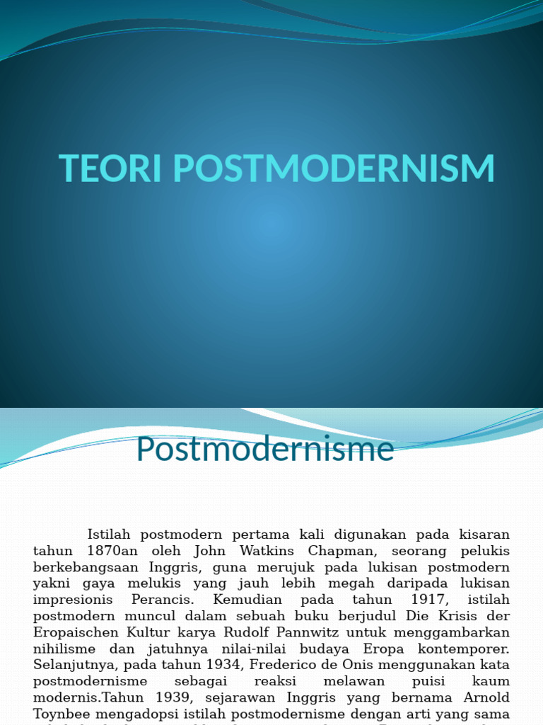 Teori Postmodernisme | PDF | Postmodernism | Social Science