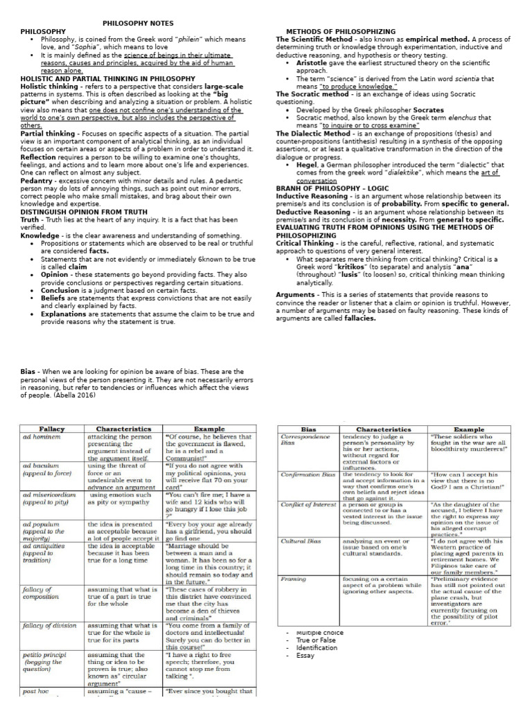Philosophy Notes Pdf