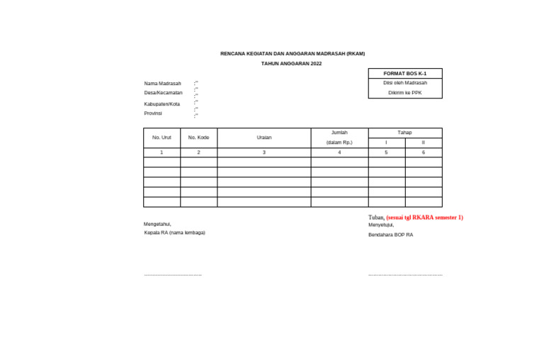 form-BOS-K1 RKARA | PDF