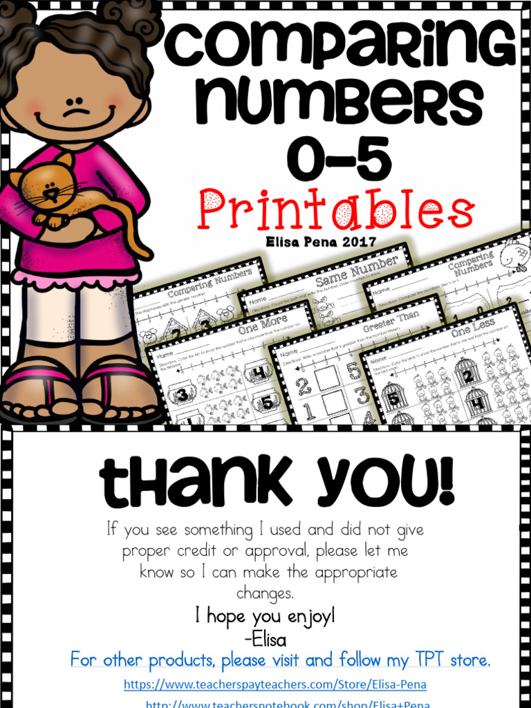 Comparing Numbers 0-5: Printables | PDF