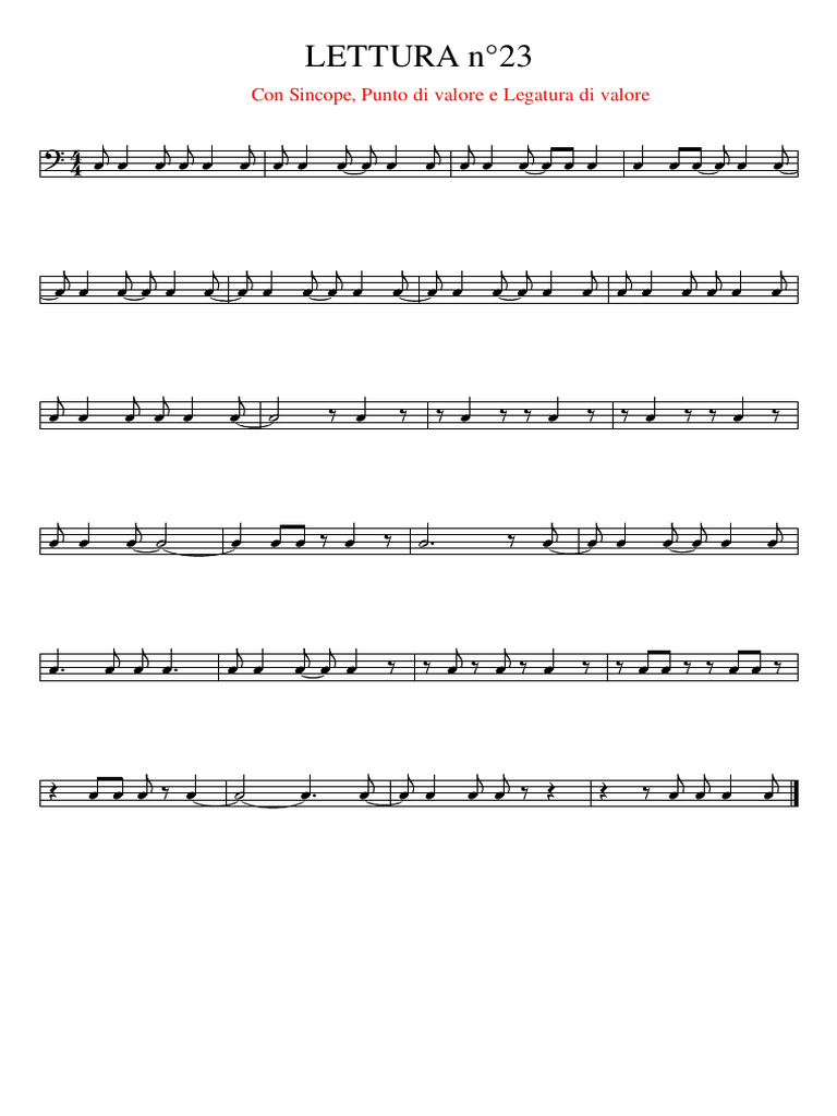 Solfeggio Ritmico #23 Con Sincope, Punto Di Valore e Legatura Di Valore ...