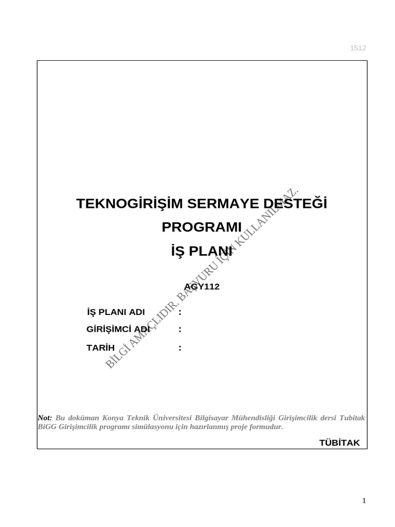 Girisimcilik Dersi Proje Formu 2024 | PDF