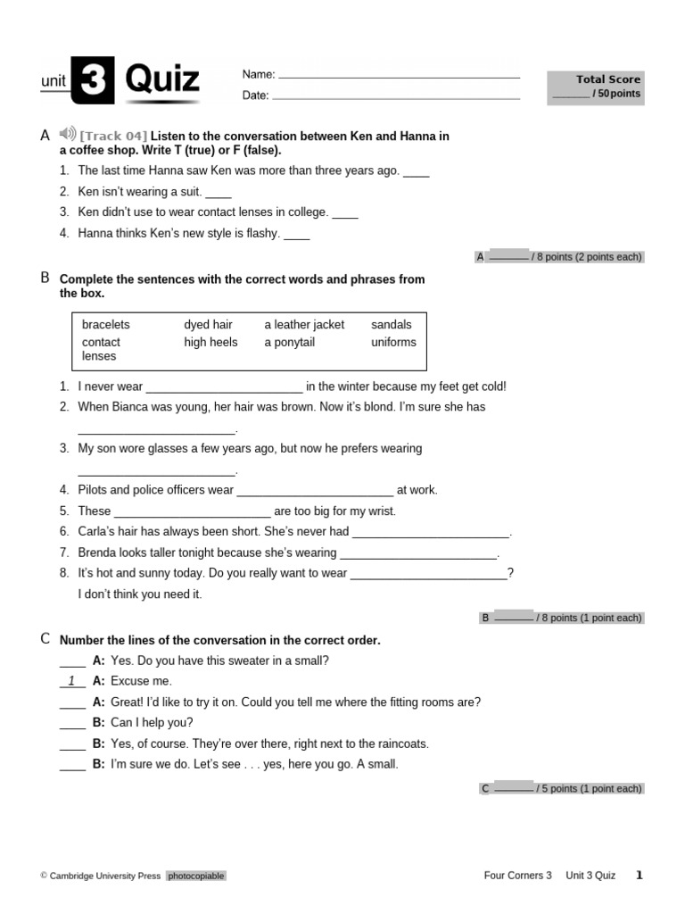 Four Corners Second Edition - Level 3 - Q03 | PDF