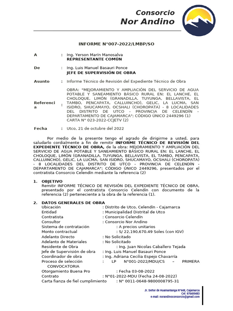 Informe N° 007-CNA-2022 - inf revision expe tec | PDF