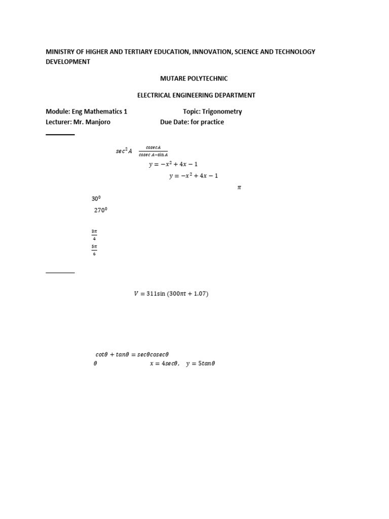 Mathematics Trigonometry | PDF