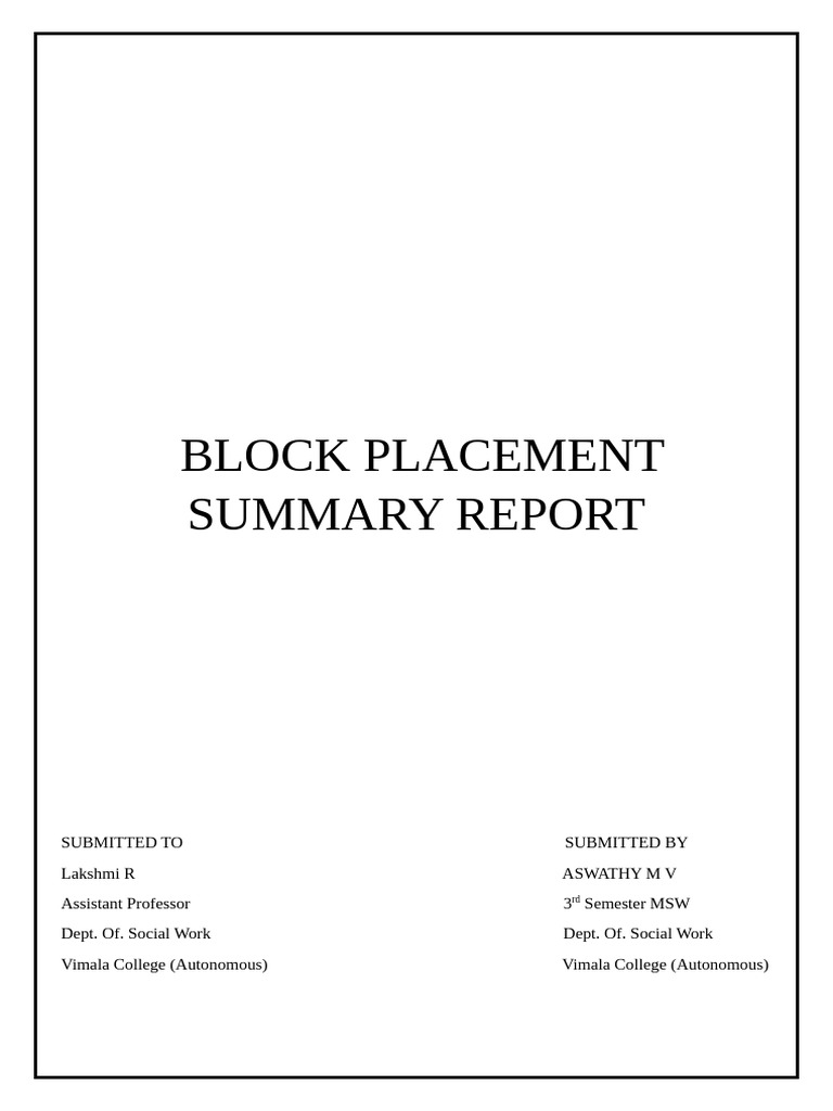 Block Placement Summary Report | PDF