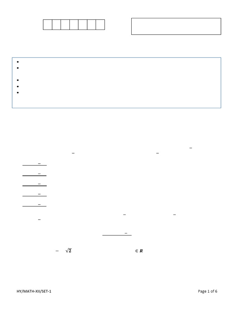 Xii Math QP Set-1 | PDF