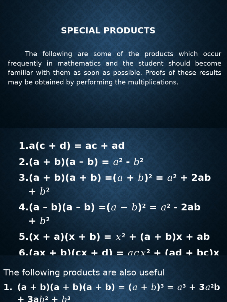 Special Products Factoring | PDF