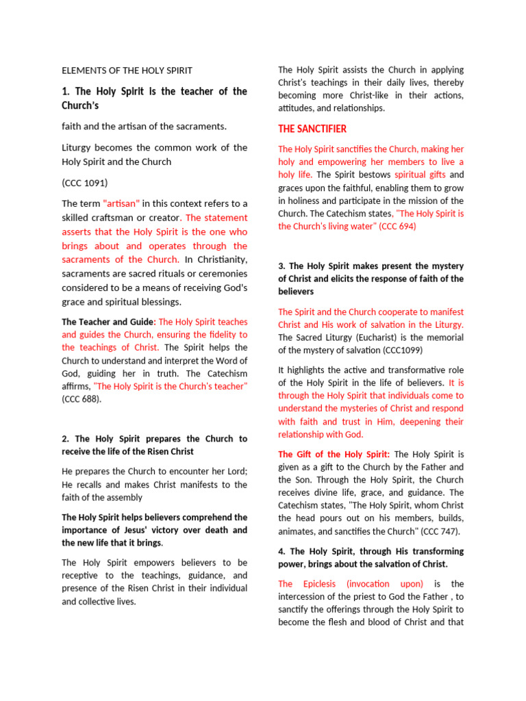 Elements of The Holy Spirit | PDF