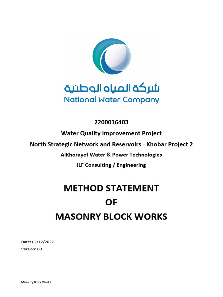 MS For Masonry Block Works | PDF