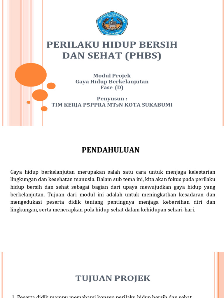 Modul Projek Gaya Hidup Berkelanjutan - PHBS | PDF
