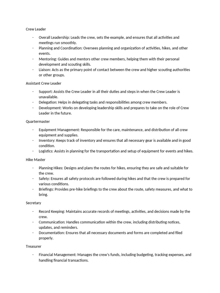 Crew officers roles and responsibilities | PDF