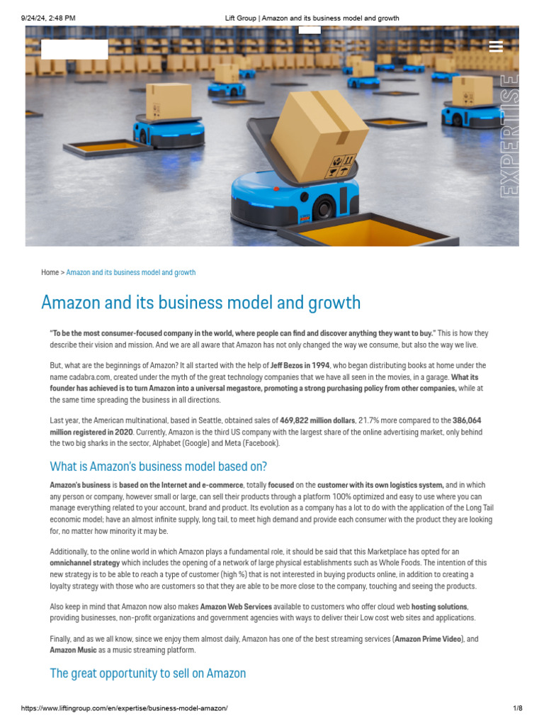 Lift Group - Amazon and Its Business Model and Growth | PDF
