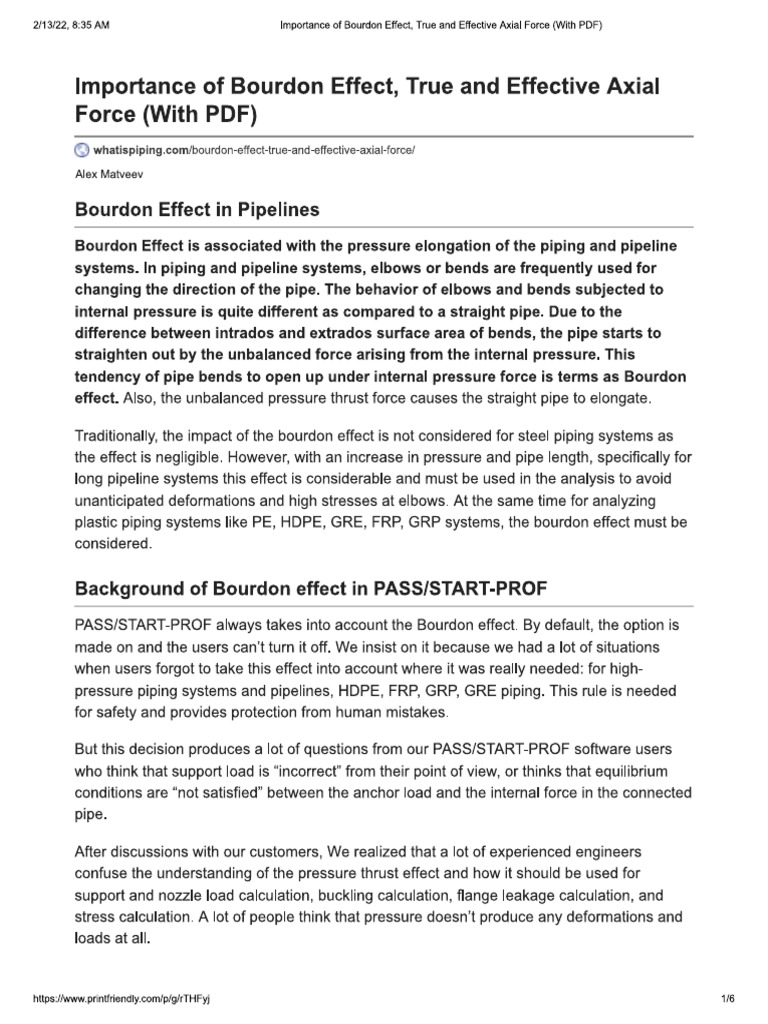 Importance of Bourdon Effect, True and Effective Axial Force (With PDF ...