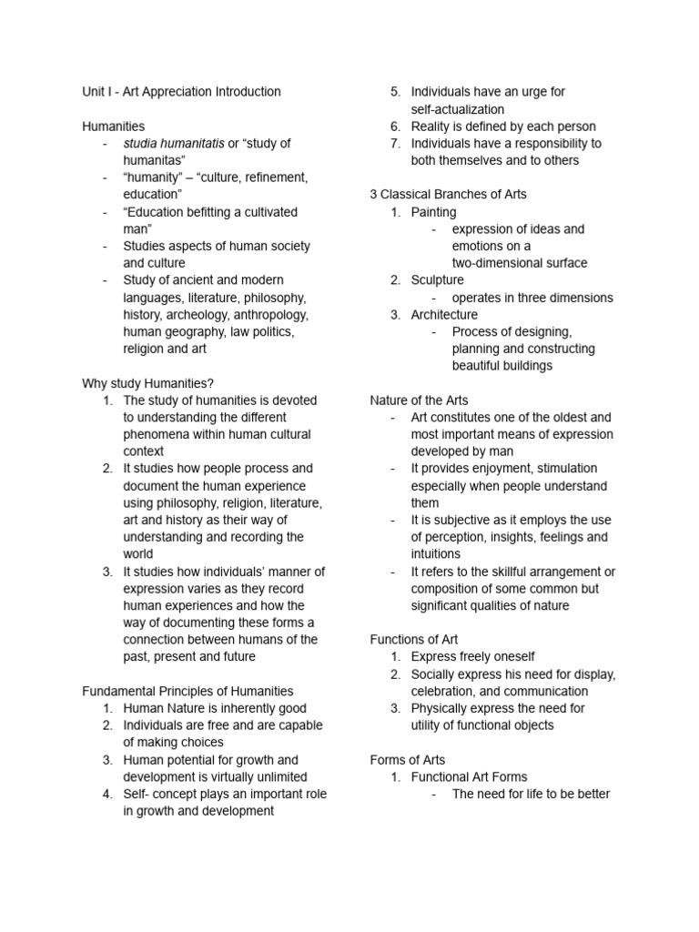 Art Appreciation (Unit I and II) REV | PDF
