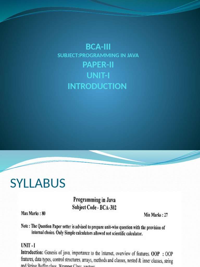 BCA-III Java Unit1 | PDF