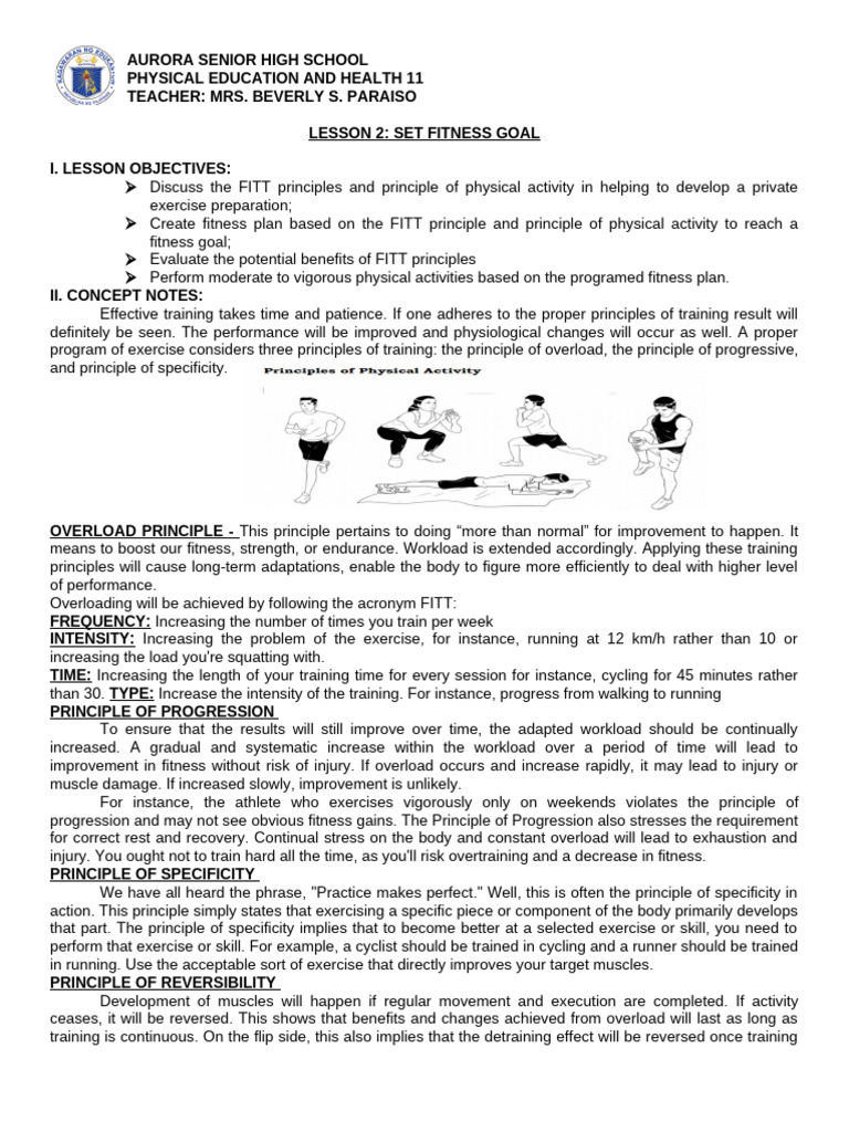 Lesson 2 Set Fitness Goals | PDF