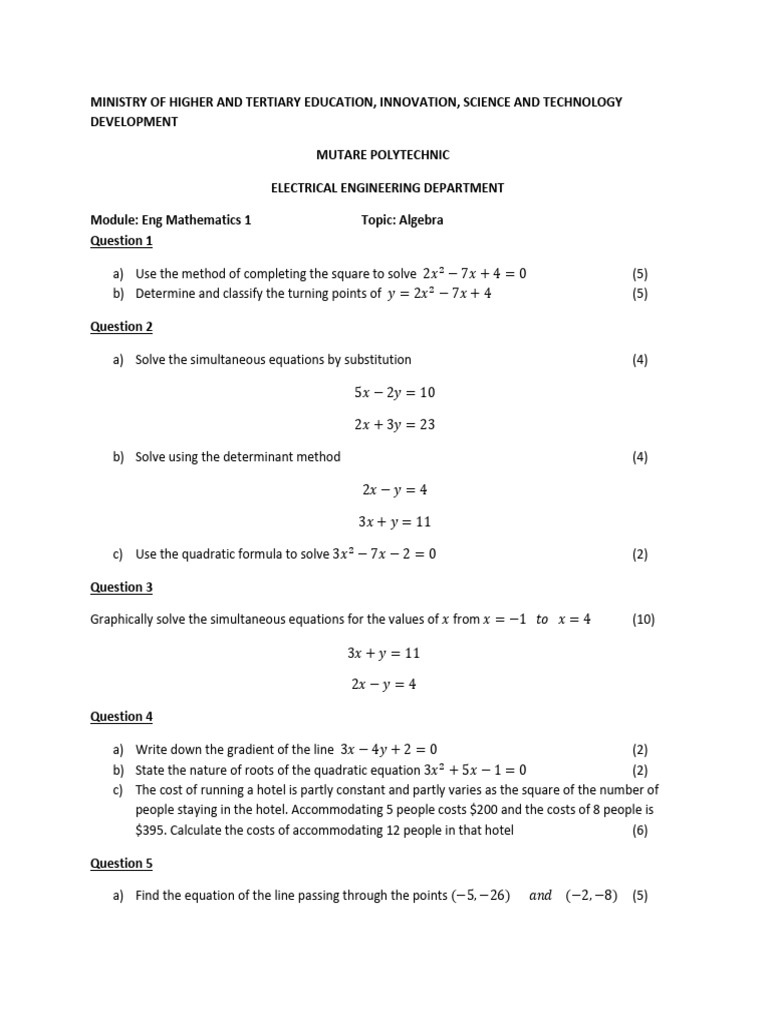 Algebra | PDF