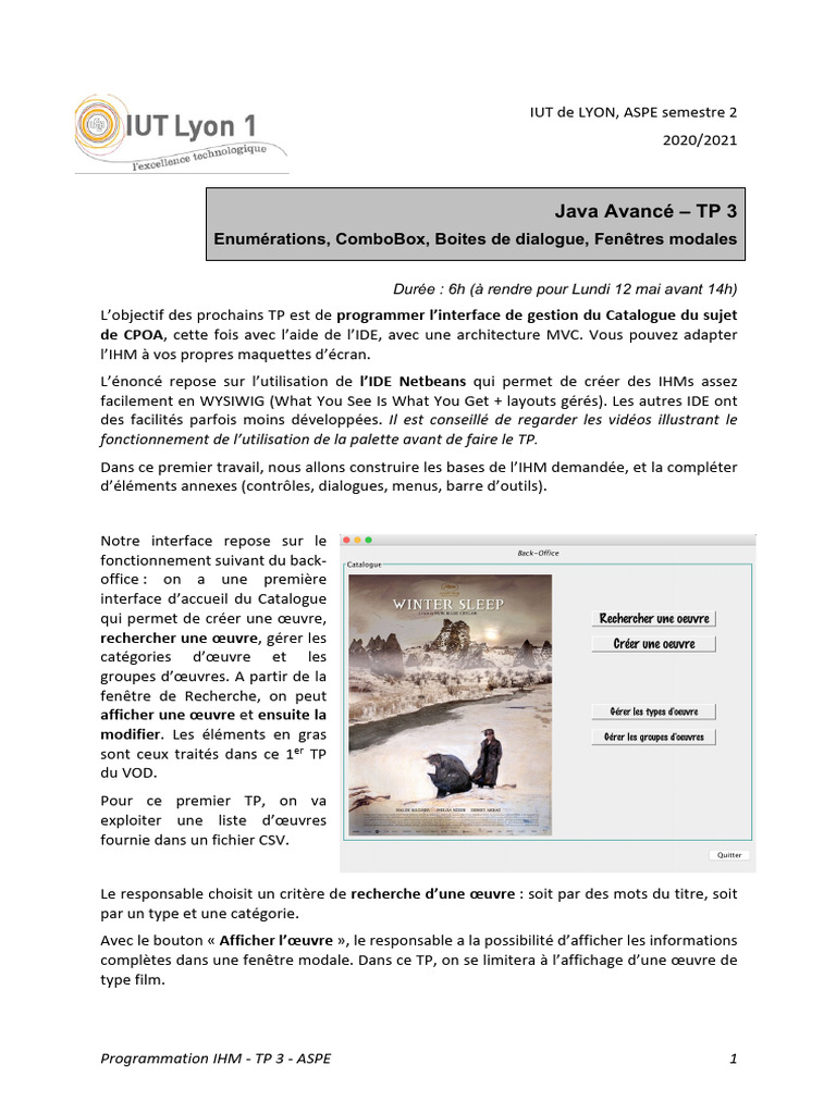 Programmation IHM - TP 3 Java | PDF