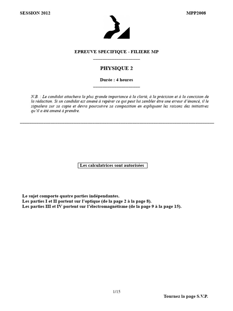 CCP MP 2012 Physique 2 Enonce | PDF