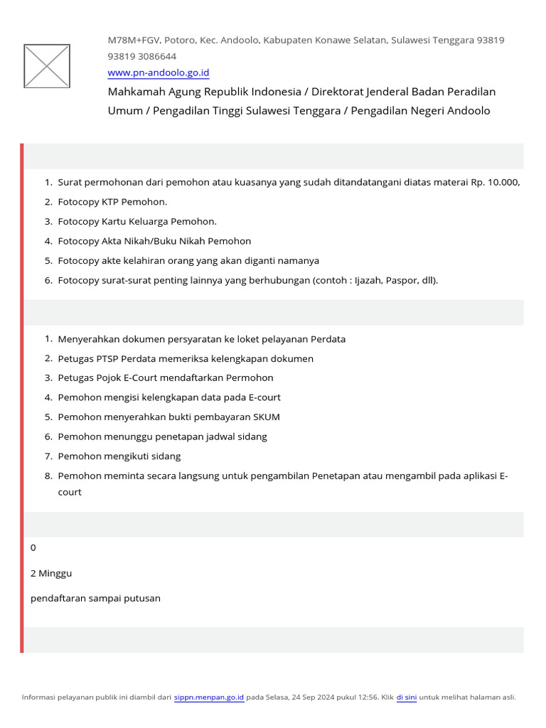 Unduh Standar Pelayanan - Permohonan Perubahan Nama Ganti Nama | PDF