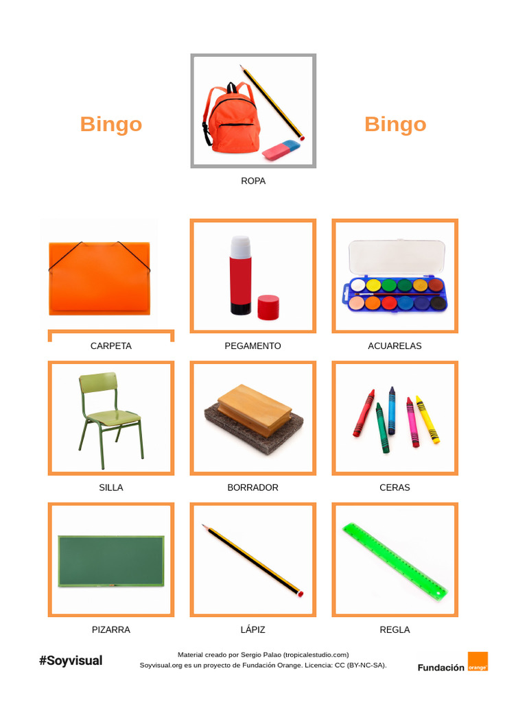 Bingo Del Material Escolar - Parte 2 | PDF