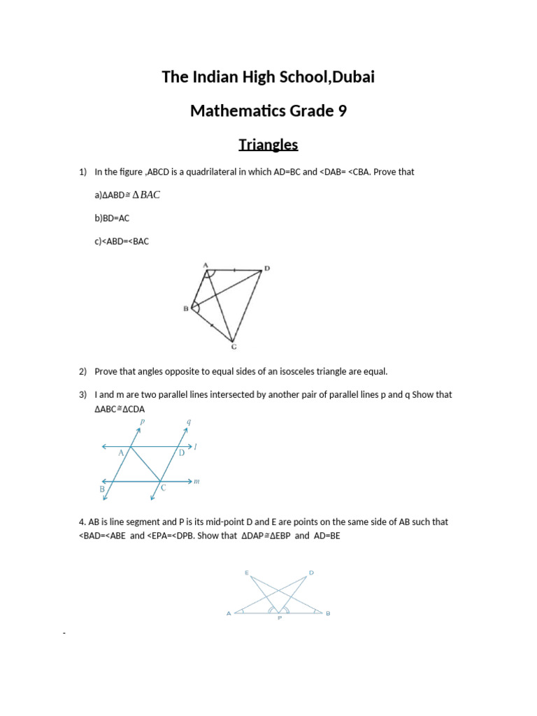 Revision Worksheet-Triangles-9 | PDF