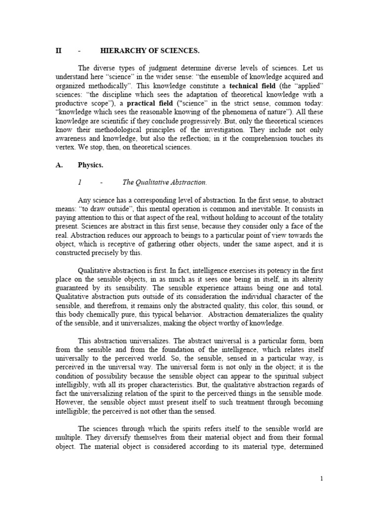 CH III Hierarchy of Sciences | PDF