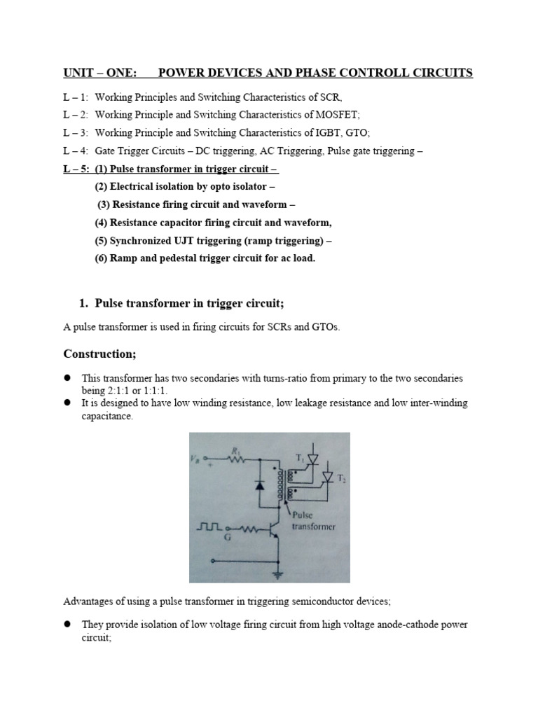 L - 5 Pulse Transformer in Trigger Circuit Electrical Isolation by Opto ...