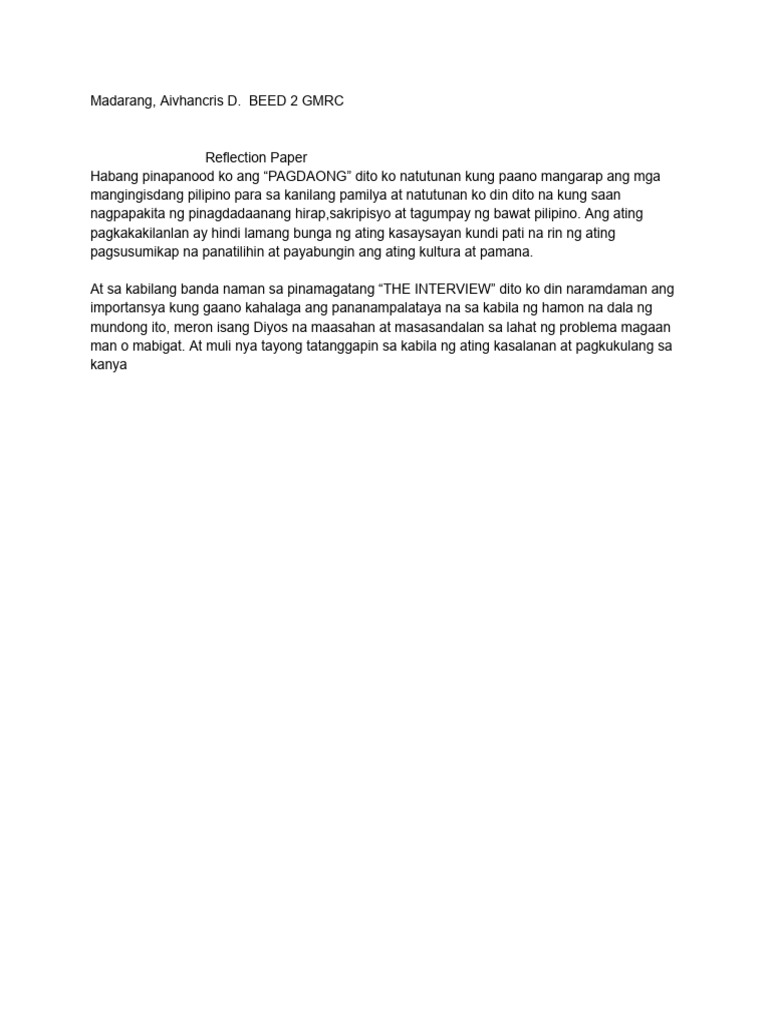 GMRC Reflection | PDF