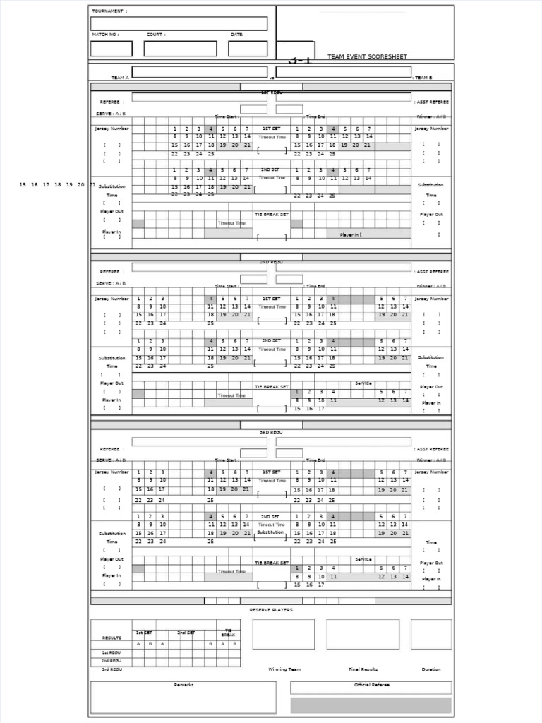 Istaf Sepaktakraw Scoresheet 2019 | PDF