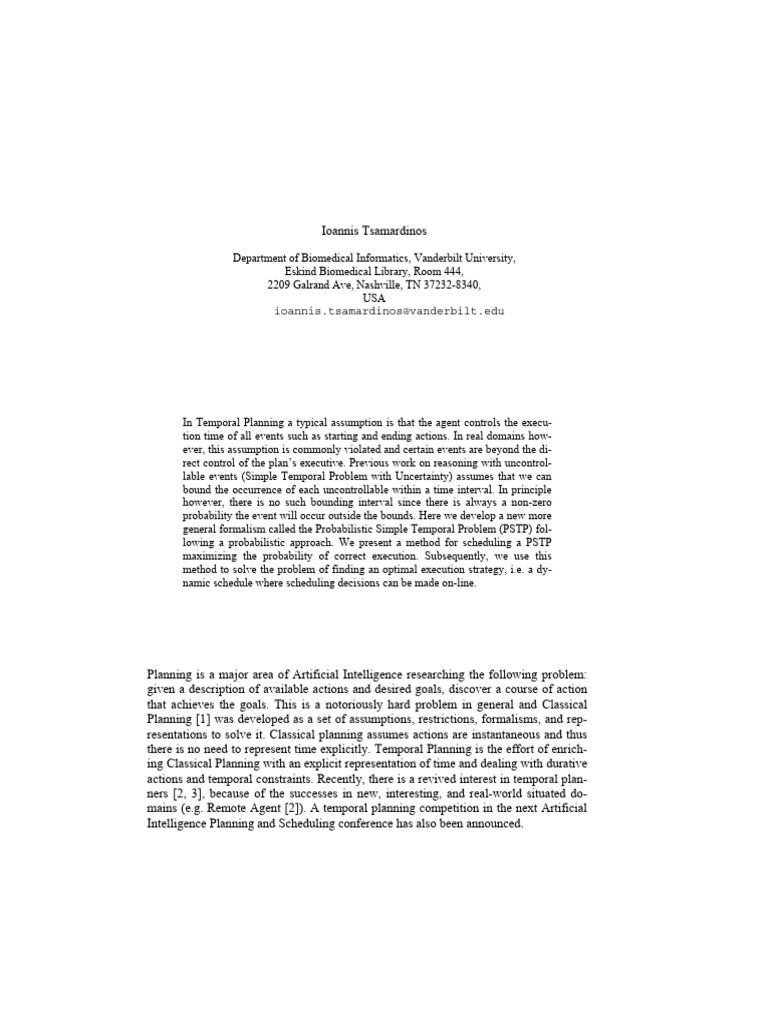 A Probabilistic Approach To Robust Execution of Temporal Plans With ...