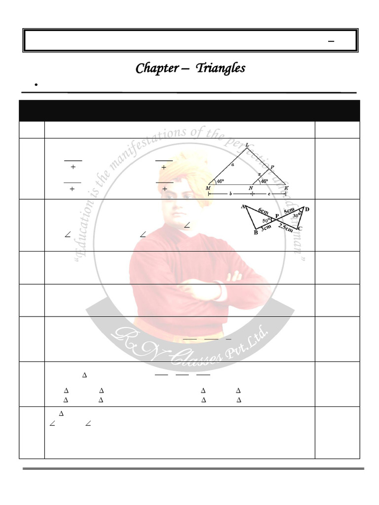 CBSE Class X Practice Sheet on Triangles | PDF | Classical Geometry | Elementary Geometry