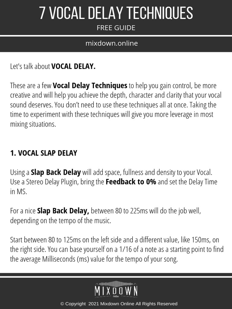 7 VOCAL DELAY TECHNIQUES - MixdownOnline | PDF