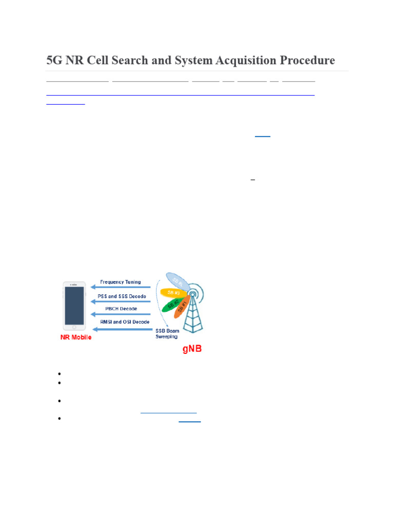 5G NR Cell Search and System Acquisition Procedure | PDF