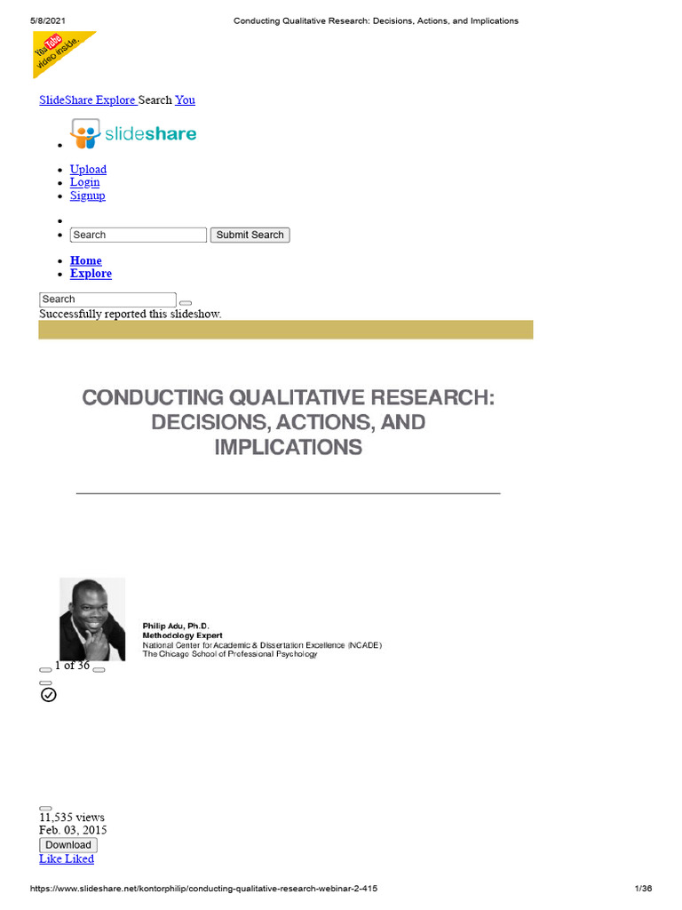 Conducting Qualitative Research - Decisions, Actions, and Implications | PDF