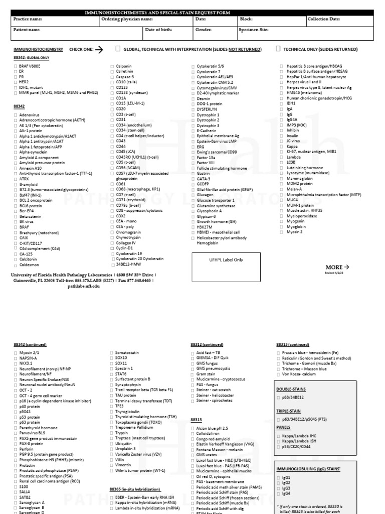 immunohistochemistry-and-special-stain-request-form-4.6.2022-working | PDF