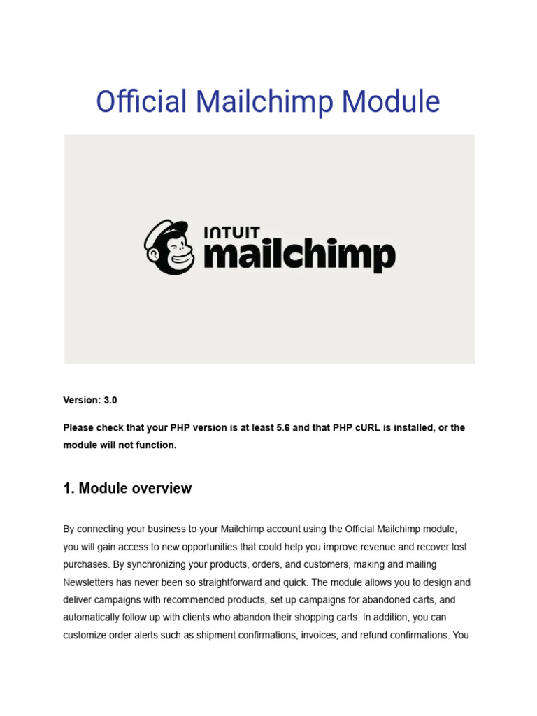 Mailchimp Official Module | PDF