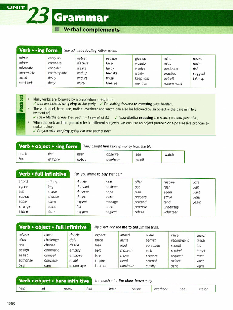 Word Order and Verb Patterns - ing-to infinitive 2 | PDF