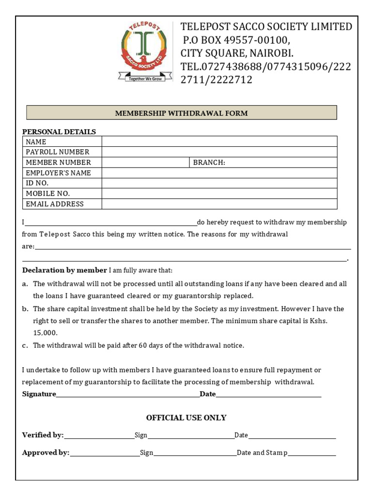 Membership Withdrawal-Word | PDF