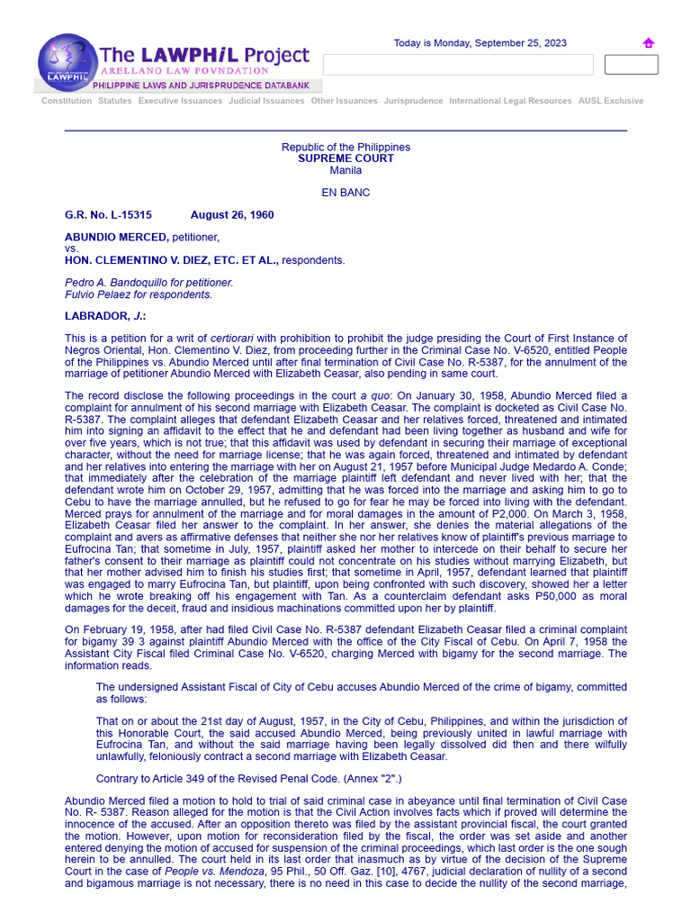 Article 36 G.R. No. L-15315 | PDF