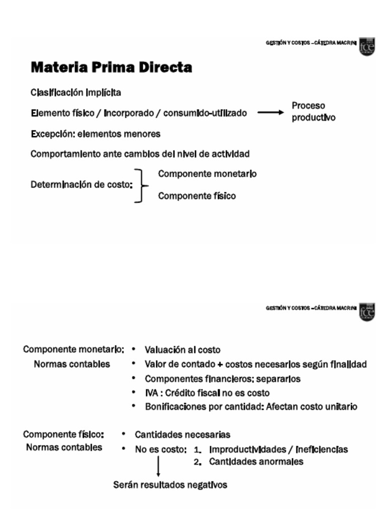 Materia Prima Directa | PDF