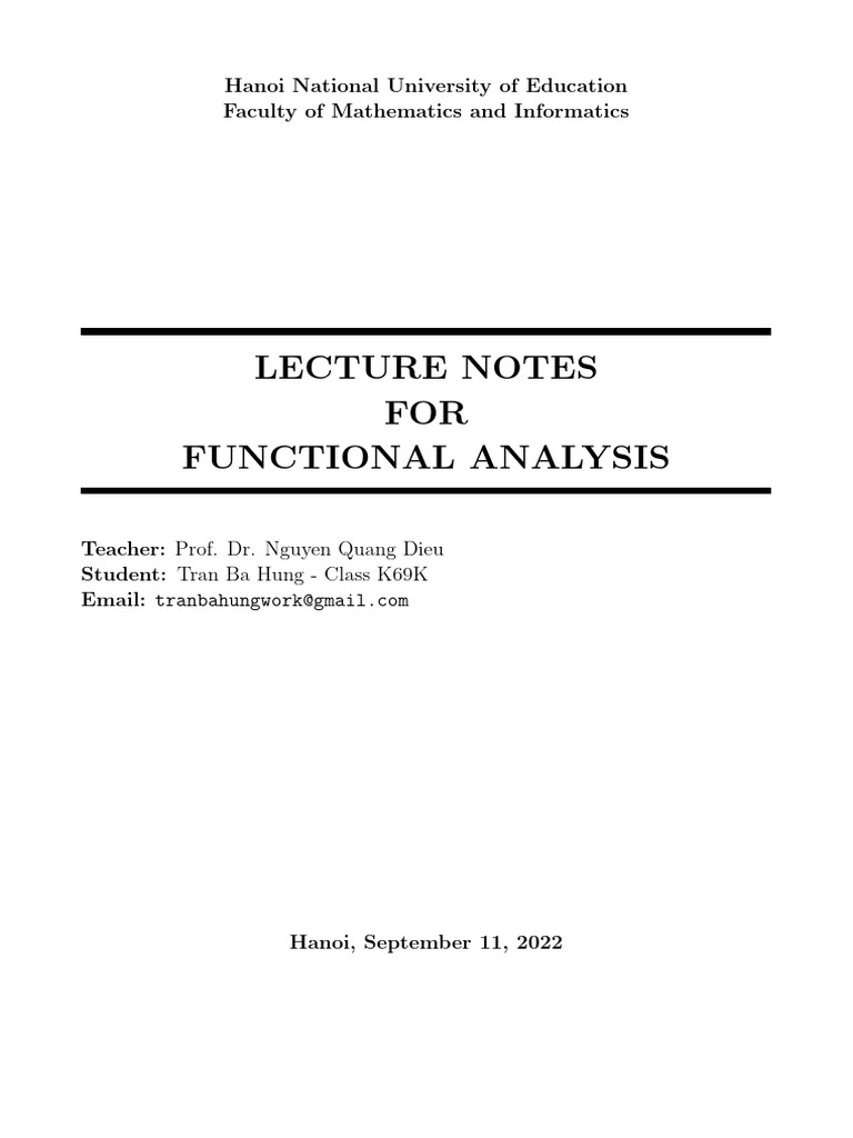 Lecture-Notes-Functional-Analysis-K69K | PDF