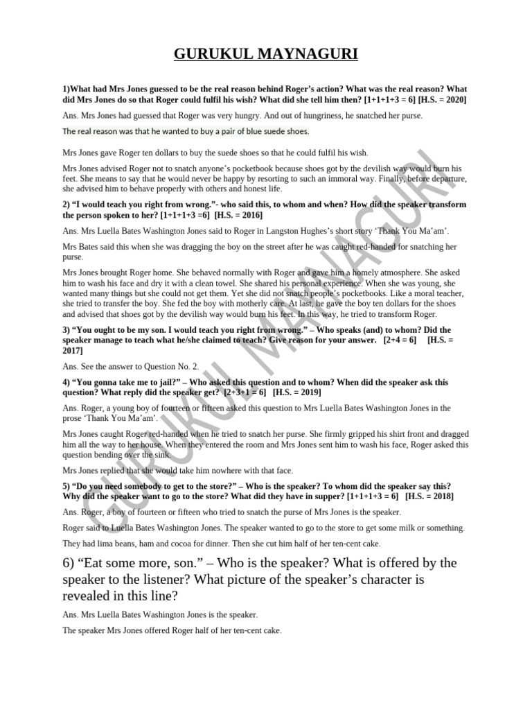 Thank You Madam Story | PDF