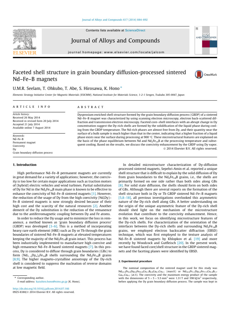 Faceted Shell Structure in Grain Boundary Diffusion-Processed Sintered ...