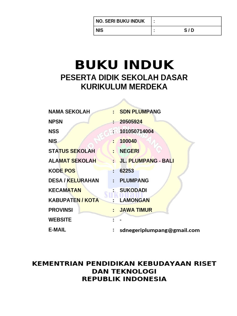 COVER BUKU INDUK SISWA | PDF