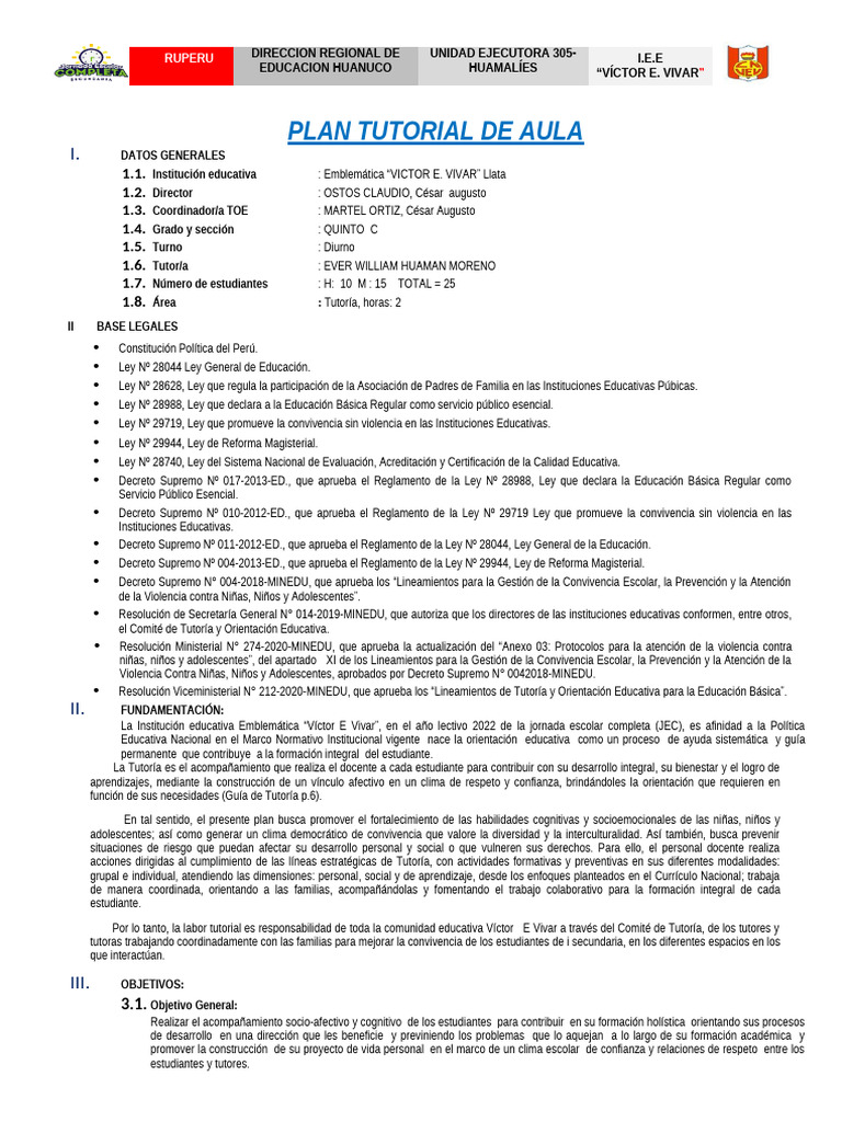 Plan Tutorial de Aula | PDF